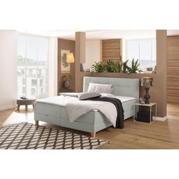 Boxbett Home Affaire "Lonrai", grau (taupe), B:208cm L:227cm, Komplettbetten, in H2,H3 & H4 und XXL - Überlänge 220cm wählbar, inkl. Topper