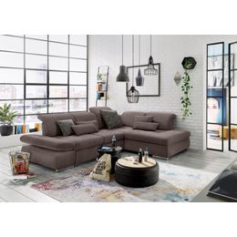 Ecksofa "SO 4100 mit komfortablen Federkern und Kopfteilverstellung", braun (nuss), B:291cm H:80cm T:226cm, SET ONE BY Musterring, Sofas, Ecksofa, wahlweise mit Bettfunktion und Sitztiefenverstellung, L-Form