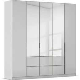 Drehtürenschrank Rauch "Kleiderschrank Kleiderschränke Schrank Garderobe AGORDO mit Glasfront" Schränke Gr. B/H/T: 226 cm x 229 cm x 54 cm, 5 St., grau (seidengrau, glas seidengrau) mit Außenschubkästen, in 6 Breiten und 2 Höhen MADE IN GERMANY