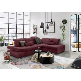 Ecksofa "SO 4100 mit komfortablen Federkern und Kopfteilverstellung", rot (bordeaux), B:291cm H:80cm T:226cm, SET ONE BY Musterring, Sofas, Ecksofa, wahlweise mit Bettfunktion und Sitztiefenverstellung, L-Form