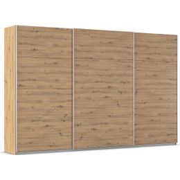 Schwebetürenschrank Rauch "Kleiderschrank Schrank Garderobe AGORDO mit Dekor- oder Hochglanzfront" Schränke Gr. B/H/T: 360 cm x 229 cm x 62 cm, 3 St., braun (eiche artisan) durchdachte Innenausstattung, in 4 Breiten und 2 Höhen MADE IN GERMANY