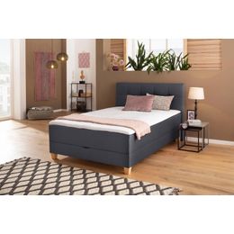 Boxbett Home Affaire "Lonrai", grau (anthrazit), B:168cm L:227cm, Komplettbetten, in H2,H3 & H4 und XXL - Überlänge 220cm wählbar, inkl. Topper