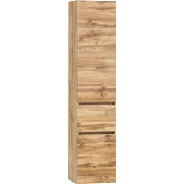 Seitenschrank Welltime "Lienz" Schränke Gr. B/H/T: 40 cm x 180 cm x 35 cm, 2 St., braun (wotaneiche) Bad-Hochschrank Bad-Seitenschrank