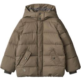 Steppjacke Wheat "Puffer Jacket Gael", Jungen, Gr. 110, braun (dry wood), Web, Obermaterial: 100% Polyester, casual, normal, Langarm, Jacken, wasserdicht, atmungsaktiv