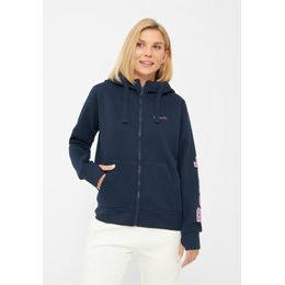 Kapuzensweatjacke Bench. "DARCINE" Gr. XS (36), blau (navy) Damen Sweatjacken mit seitlichem Bench Logodruck