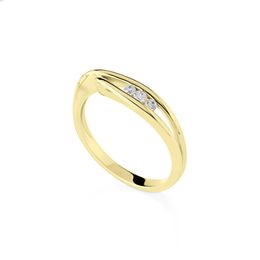 Fingerring OROLINO "Gold 585 mit 3x Brillant zus. 0,10ct." Gr. 54, gelb (gelb, weiß), Fingerringe, Damen, 054 (17,2), 0,10 ct SI = kleine Einschlüsse, Gold