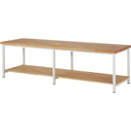 eurokraft pro Werkbank, Gestellbauweise Serie 8000, 1 Ablageboden, BxT 3000 x 900 mm