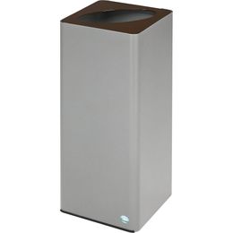 Var Wertstoffsammler QUADRO, 70 l, aus Stahl mit Klemmring, silber / braun