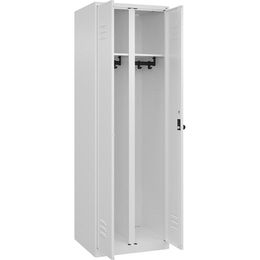 C+P Schwarz-Weiß-Spind Classic PLUS, 1 Abteil, verkehrsweiß, HxB 1850 x 600 mm, mit Bodengleitern, Drehriegel