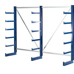 eurokraft pro Kragarmregal mit identischer Kragarm-Länge, Regallänge 2700 mm, einseitig, enzianblau
