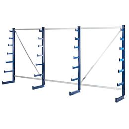 eurokraft pro Kragarmregal mit nach oben verjüngender Kragarm-Länge, Regallänge 4050 mm, einseitig, enzianblau