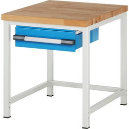 eurokraft pro Werkbank, Gestellbauweise Serie 8000, 1 Schublade 150 mm, BxT 750 x 900 mm