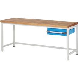 eurokraft pro Werkbank, Gestellbauweise Serie 8000, 1 Schublade 150 mm, BxT 2000 x 700 mm