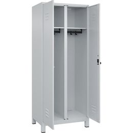 C+P Schwarz-Weiß-Spind Classic PLUS, 1 Abteil, lichtgrau, HxB 1950 x 800 mm, mit Füßen, Drehriegel
