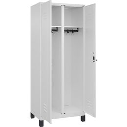 C+P Schwarz-Weiß-Spind Classic PLUS, 1 Abteil, verkehrsweiß, HxB 1950 x 800 mm, mit Füßen, Drehriegel