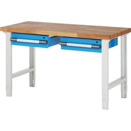 eurokraft pro Werkbank, Baukastensystem Serie 7000, 2 Hängeschubladen, BxT 1500 x 700 mm
