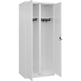 C+P Schwarz-Weiß-Spind Classic PLUS, 1 Abteil, verkehrsweiß, HxB 1850 x 800 mm, mit Bodengleitern, Drehriegel