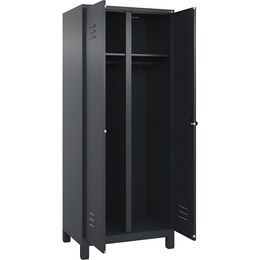 C+P Schwarz-Weiß-Spind Classic PLUS, 1 Abteil, grau, HxB 1950 x 800 mm, mit Füßen, Drehriegel