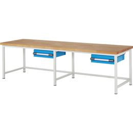 eurokraft pro Werkbank, Gestellbauweise Serie 8000, 1 Schublade 150 mm, BxT 3000 x 900 mm