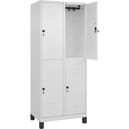 C+P Doppelstock-Spind Classic PLUS, 2 Abteile, verkehrsweiß, HxB 1950 x 800 mm, mit Füßen, Drehriegel