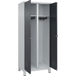 C+P Schwarz-Weiß-Spind Classic PLUS, 1 Abteil, lichtgrau / grau, HxB 1950 x 800 mm, mit Füßen, Drehriegel