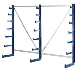 eurokraft pro Kragarmregal mit nach oben verjüngender Kragarm-Länge, Regallänge 2700 mm, einseitig, enzianblau