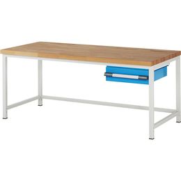 eurokraft pro Werkbank, Gestellbauweise Serie 8000, 1 Schublade 150 mm, BxT 2000 x 900 mm