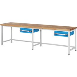 eurokraft pro Werkbank, Gestellbauweise Serie 8000, 1 Schublade 150 mm, BxT 3000 x 700 mm