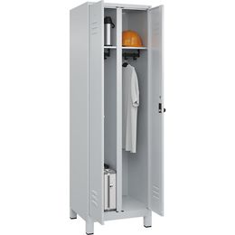 C+P Schwarz-Weiß-Spind Classic PLUS, 1 Abteil, lichtgrau, HxB 1950 x 600 mm, mit Füßen, Drehriegel
