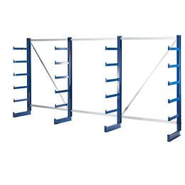 eurokraft pro Kragarmregal mit identischer Kragarm-Länge, Regallänge 4050 mm, einseitig, enzianblau