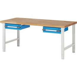 eurokraft pro Werkbank, Baukastensystem Serie 7000, 2 Hängeschubladen, BxT 2000 x 900 mm
