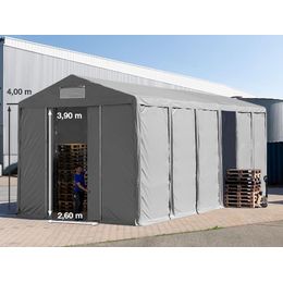 TOOLPORT 6x12 m Lagerzelt, PVC-Plane, grau, mit Bodenrahmen, mit Statik (Betonuntergrund) - (94042)