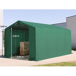TOOLPORT 4x8m Zelthalle, PVC-Plane, dunkelgrün, mit Statik (Betonuntergrund) - (94076)