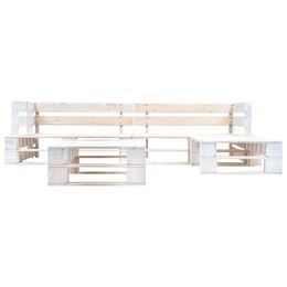 vidaXL 4-tlg. Garten-Paletten-Sofagarnitur Holz Weiß