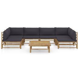 vidaXL 7-tlg. Garten-Lounge-Set mit Dunkelgrauen Kissen Bambus