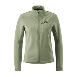 Fahrradjacke Gonso "ADVENTURE JACKET SOFTSHELL W" Gr. 42, grün (schilfgrün) Damen Jacken Radjacke, atmungsaktiv, Slim Fit