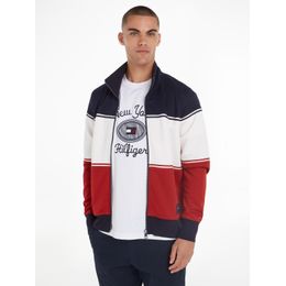 Sweatjacke Tommy Hilfiger "COLOURBLOCK TRACK JACKET" Gr. S, bunt (desert sky / multi) Herren Sweatjacken mit Stehkragen