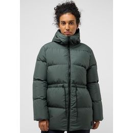 Daunenjacke Jack Wolfskin "KIRSCHALLEE JKT W", Damen, Gr. XL (46), grün (slate, grün), Hauptmaterial: 100% Polyester (recycled); Futter: 100% Polyester (recycled); Füllung: 90% Entendaunen, 10% Federn, Jacken