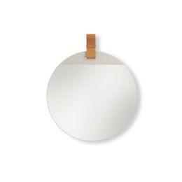 ferm LIVING Spiegel Enter, Ø 45 cm, Glas, Eisen, Ledergurt