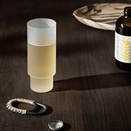 ferm LIVING Longdrinkglas Ripple, weiß, 300 ml, Glas, 4er