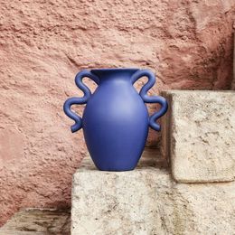 ferm LIVING Vase Verso Table, blau, Höhe 27 cm, Keramik