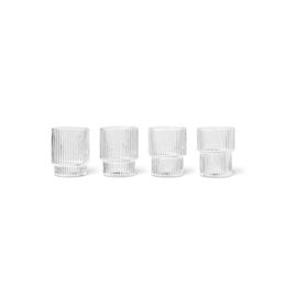 ferm LIVING Glas Ripple Small, klar, 60 ml, Glas, 4er-Set