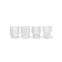 ferm LIVING Glas Ripple, klar, 200 ml, mundgeblasen, 4er-Set