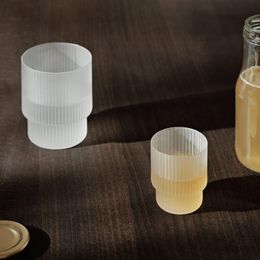 ferm LIVING Glas Ripple Small, weiß, 60 ml, Glas, 4er-Set