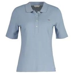 Mendler GANT Damen Poloshirt - SLIM SHIELD PIQUE POLO, Halbarm, Knopfleiste, Logo, uni Hellblau S