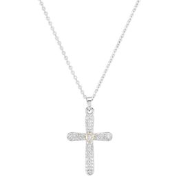 UNIKE JEWELLERY Kette mit Anhänger »CLASSY BOLD CROSS KREUZ, UK.CL.1205.0056« mit Zirkonia (synth.) silberfarben-kristallweiß Schicker Halsschmuck...