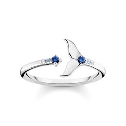 Thomas Sabo Fingerring »Schwanzflosse mit Steinen, TR2386-644-1-52, 54, 56, 58, 60« mit Spinell (synth.), Zirkonia (synth.) silberfarben-blau 54...