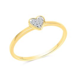 Diamonds by Ellen K. Fingerring »Gold 585 zweifarbig Herz-Motiv mit Brillanten 0, 025ct.« gelb 054 (17,2) Edler Damen-Ring aus echtem 585 Gold