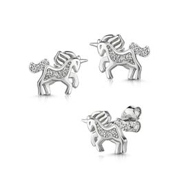 Firetti Paar Ohrstecker »Schmuck Geschenk Silber 925 Ohrschmuck Einhorn« Made in Germany - mit Zirkonia (synth.) silberfarben-kristallweiß +...