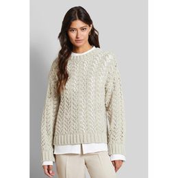 Bugatti Rundhalspullover mit Lochstrick beige XXL XXL Baumwoll-Mix